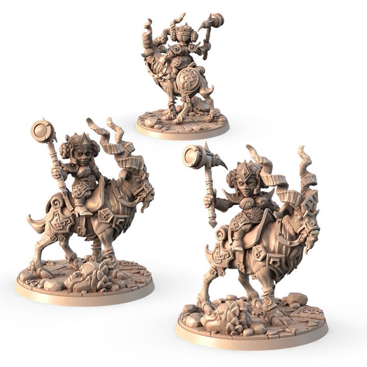 3D Printable Dessa, Dwarf Goat Rider with Hammer by Signum Workshop