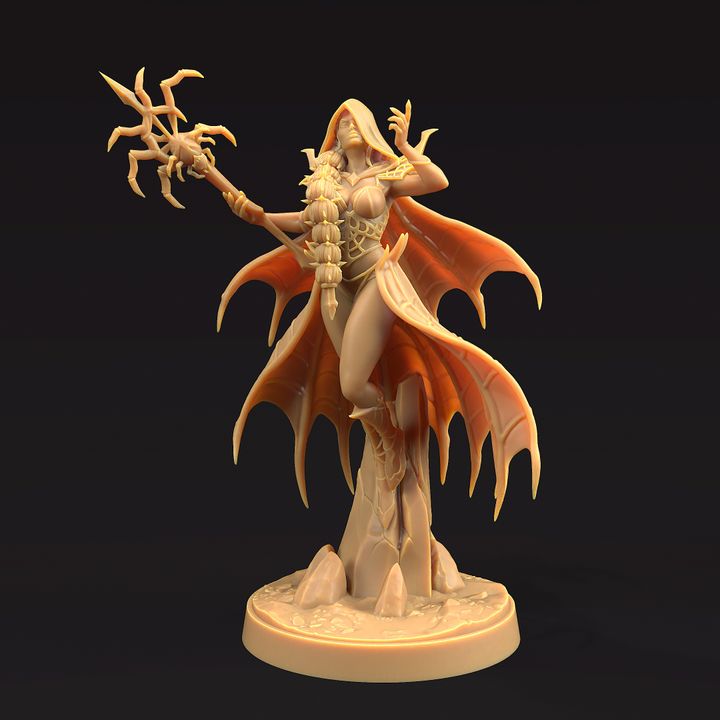 3D Printable Drow Mage Female | PRESUPPORTED | Forgotten Mines of Orda ...