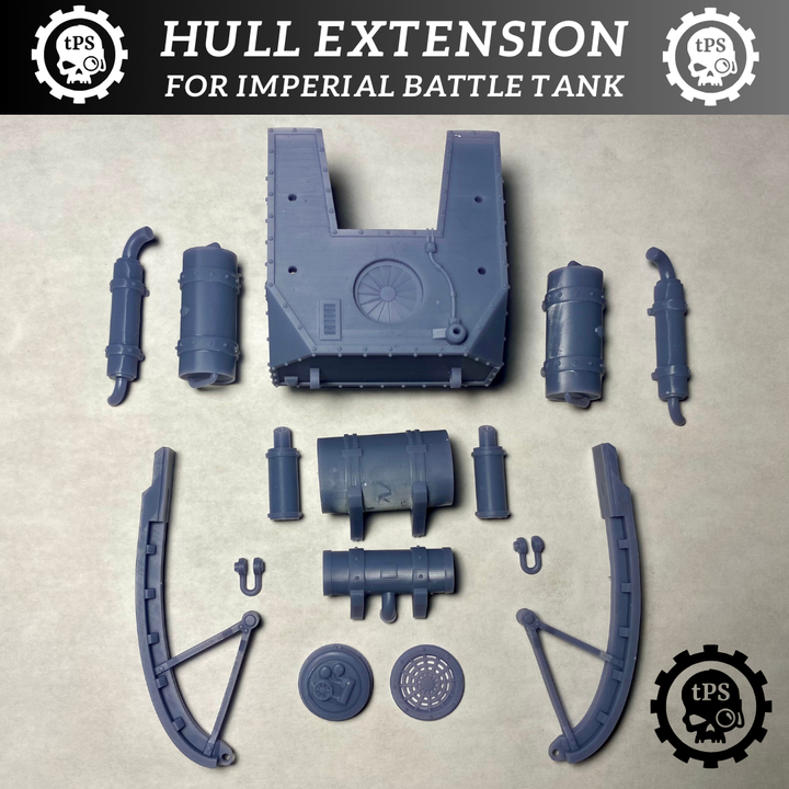3D Printable Hull Extension for Grimdark Battle tank by Tiny Panzer Studio