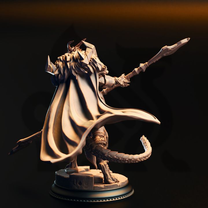 3D Printable Silver Dragonborn Paladin - Apokris the Resolute by DM Stash