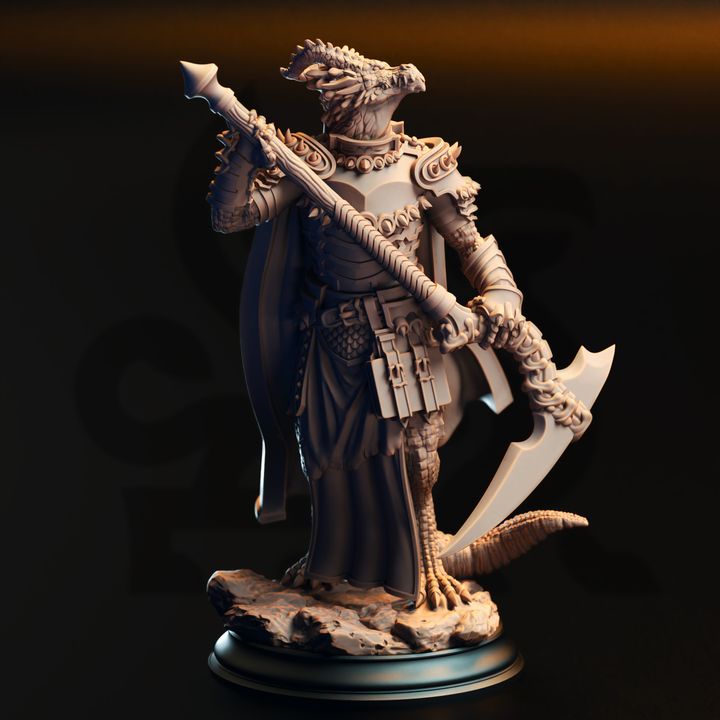 3D Printable Silver Dragonborn Warlock - Ilvias the Reaper by DM Stash