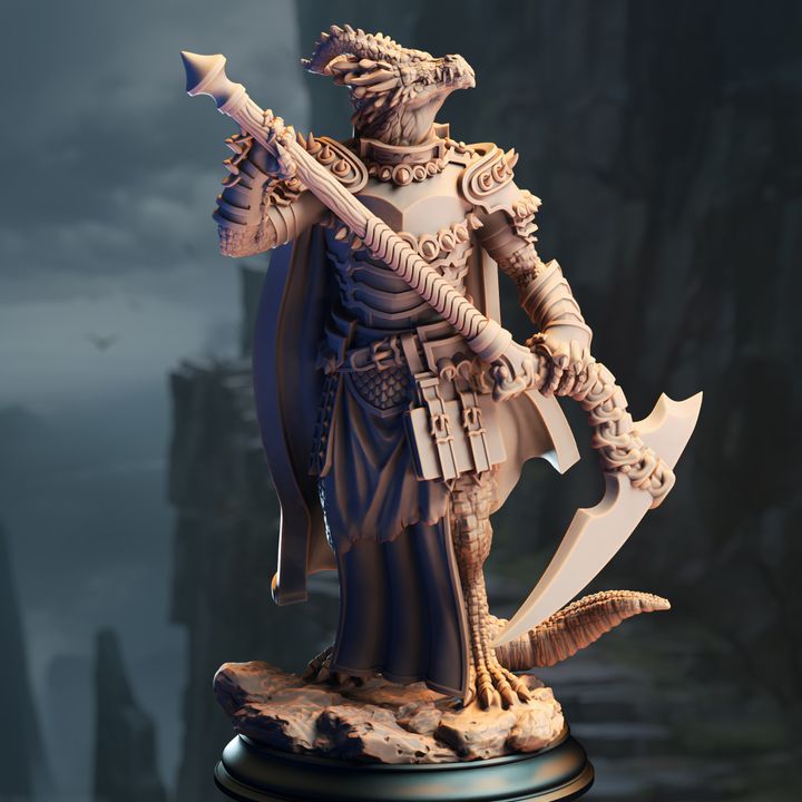 3D Printable Silver Dragonborn Warlock - Ilvias the Reaper by DM Stash