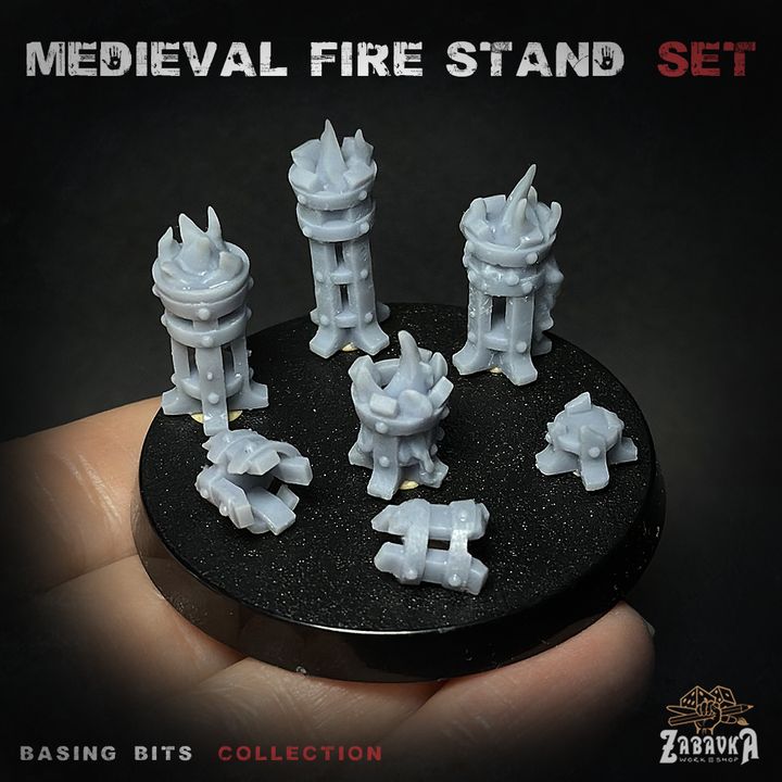 3D Printable Medieval fire stand - Basing Bits by Zabavka Workshop