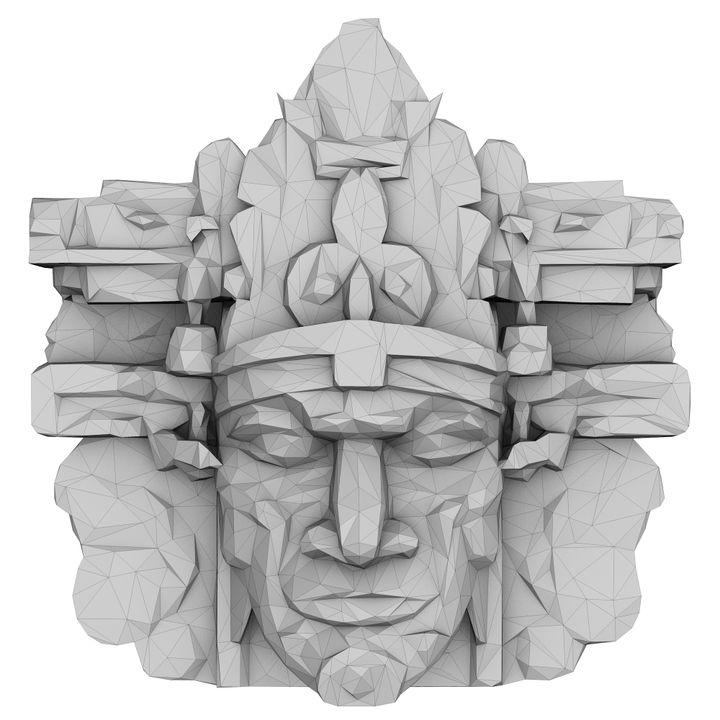 3D Printable Aztec Sculpture Low Poly by 1xMerch
