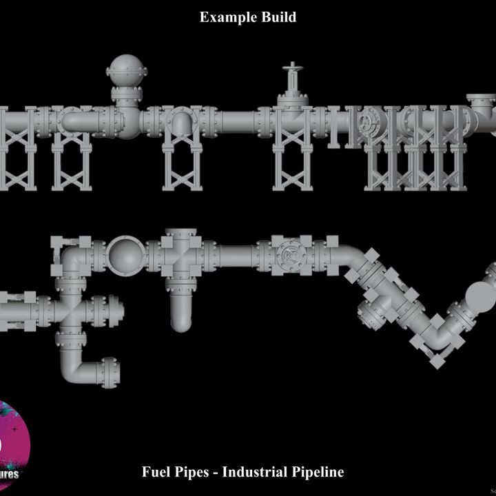 3D Printable Fuel Pipes - Industrial Pipeline by Sloth Miniatures