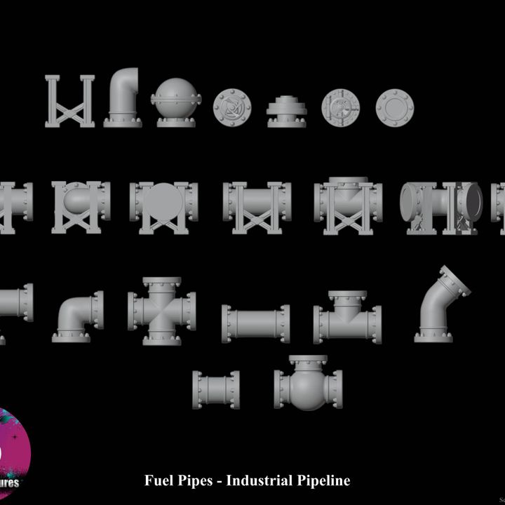 3D Printable Fuel Pipes - Industrial Pipeline by Sloth Miniatures