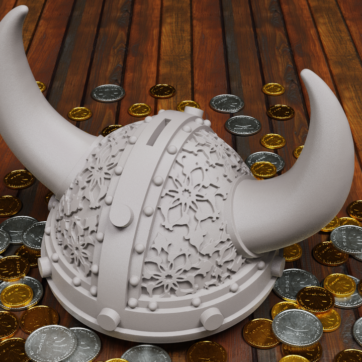 3D Printable Viking helmet money box by Crosslances