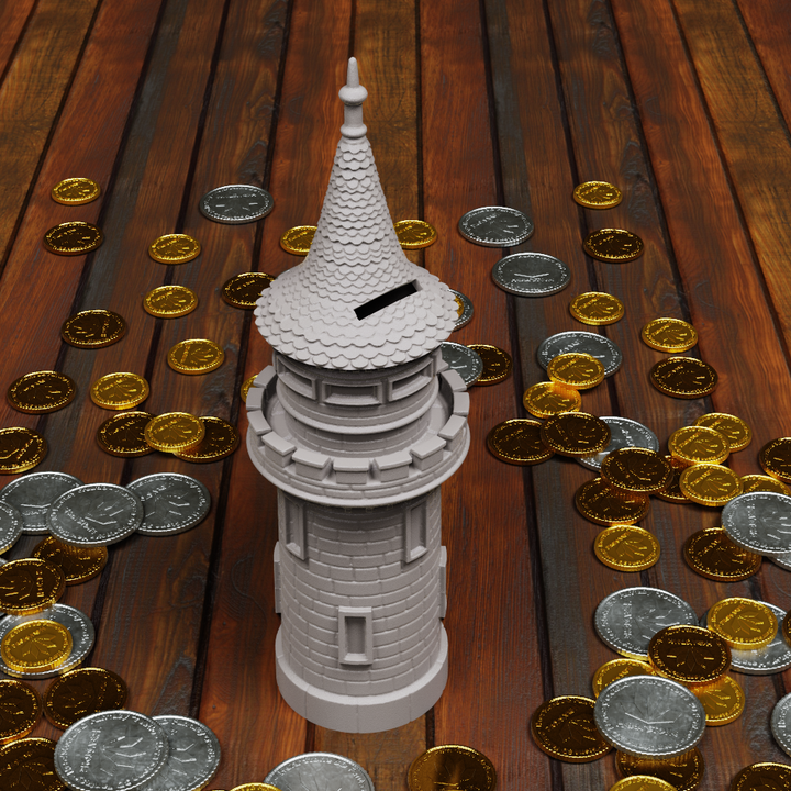 3D Printable Tower money box by Crosslances