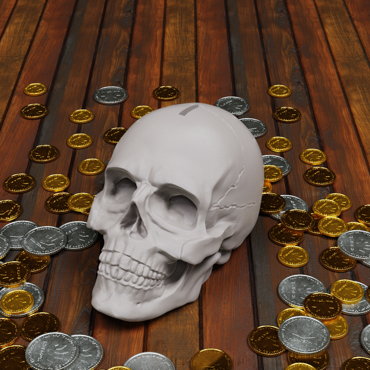3D Printable Skull money box by Crosslances