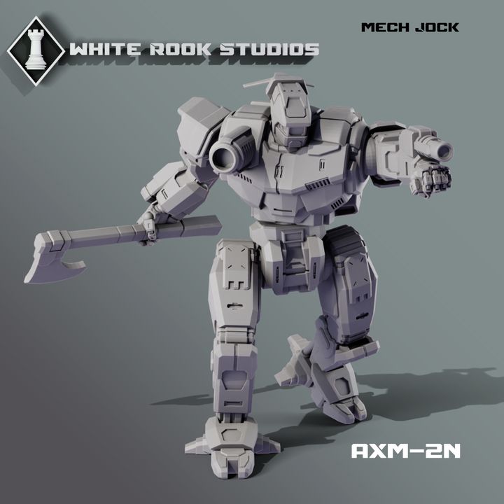 3D Printable American Mecha - AXM Axe Person - Mech Jock by White Rook ...