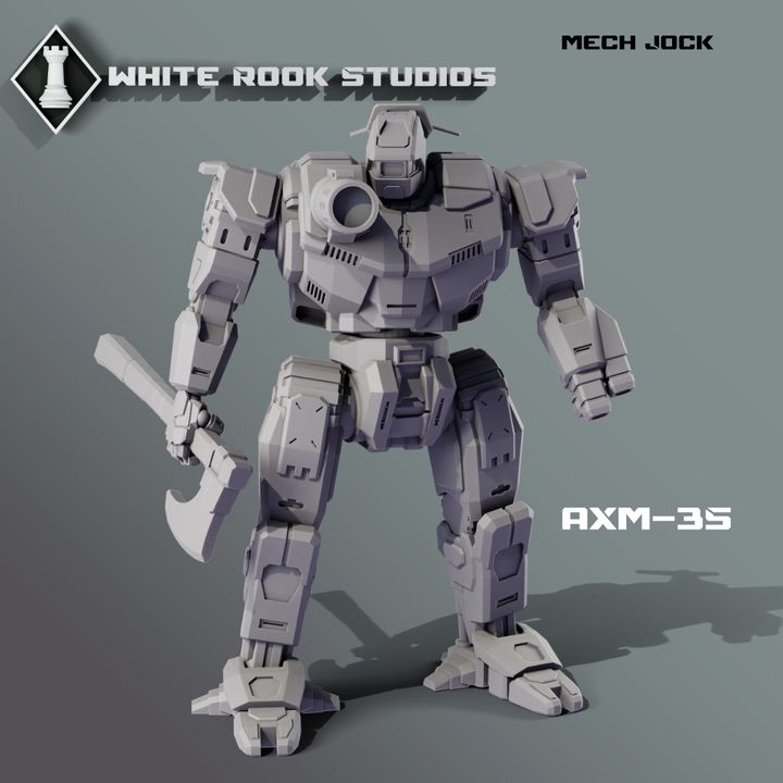 3D Printable American Mecha - AXM Axe Person - Mech Jock by White Rook ...