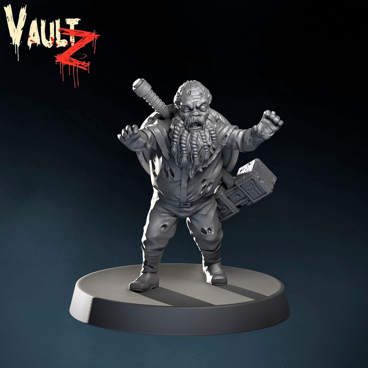 3D Printable Dwarf Zombie by Vaultz Miniatures