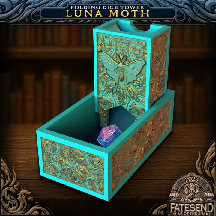 3D Printable Luna Moth Folding Dice Tower - Dice Tower and Dice Vault ...