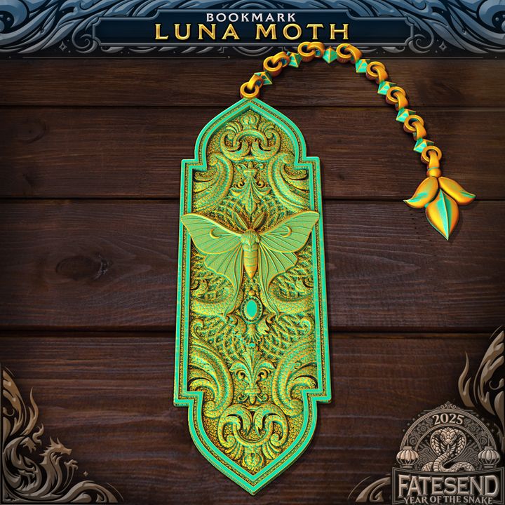 3D Printable Luna Moth Bookmark by FatesEnd