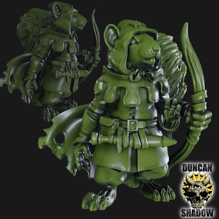 3D Printable Squirrel folk with bows (Pre Supported) by Duncan Shadow