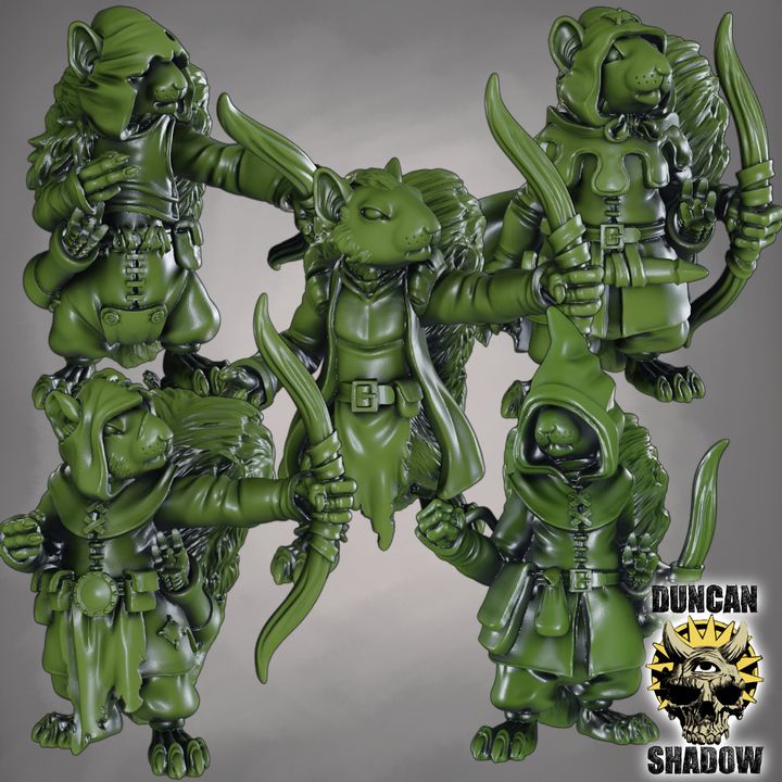 3D Printable Squirrel folk with bows (Pre Supported) by Duncan Shadow