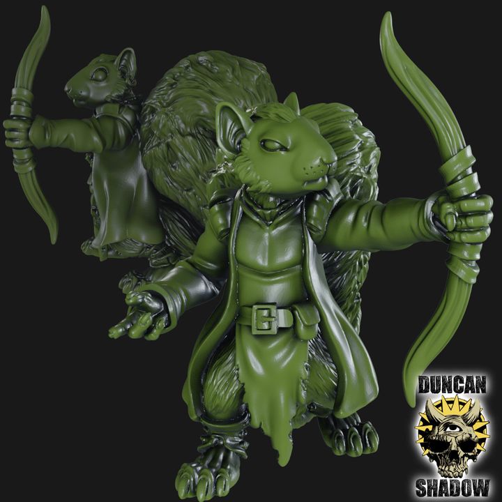 3D Printable Squirrel folk with bows (Pre Supported) by Duncan Shadow