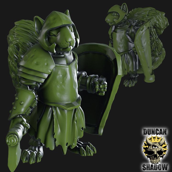 3D Printable Squirrel folk with Hand Weapons and Shields (Pre Supported ...