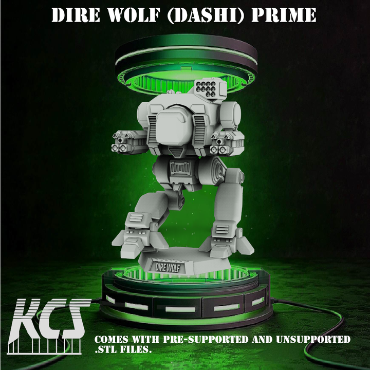 3D Printable Battletechnology Dire Wolf (Dashi) Prime Clan Mech by Mark ...