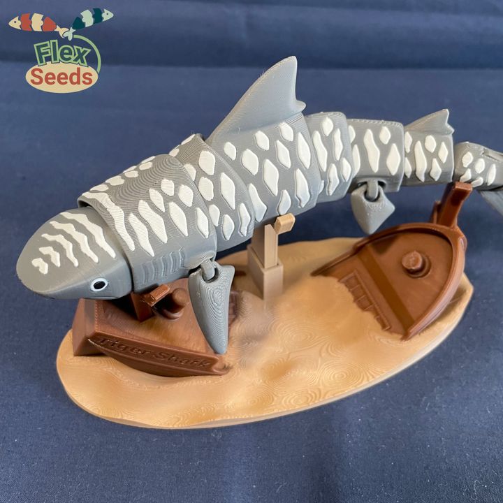 3D Printable Flexi Tiger Shark Mark-Ⅱ(Print-in-place) by 3D Flexseeds