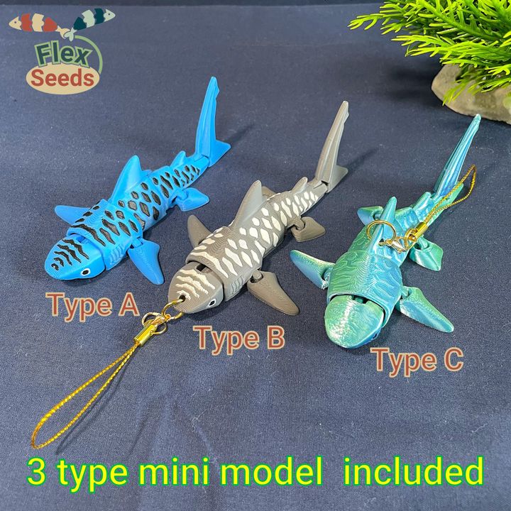 3D Printable Flexi Mini Tiger Shark (Print-in-place) by 3D Flexseeds