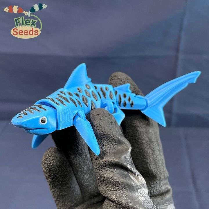 3D Printable Flexi Mini Tiger Shark (Print-in-place) by 3D Flexseeds
