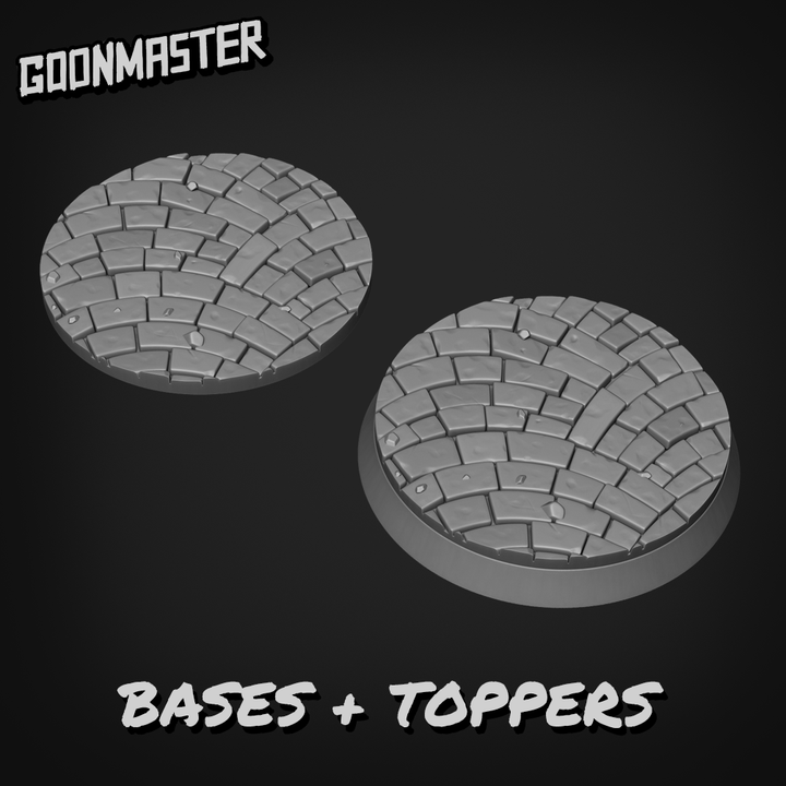 3D Printable Curved Brick Bases / Toppers 25mm Round x 10 by Goon Master