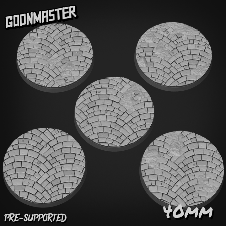 3D Printable Curved Brick Bases/Toppers 40mm Round x 5 by Goon Master