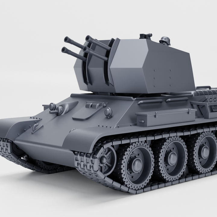3D Printable Flakpanzer T-34(r) (2cm Flakvierling 38) + 1 Shooter (Ad ...