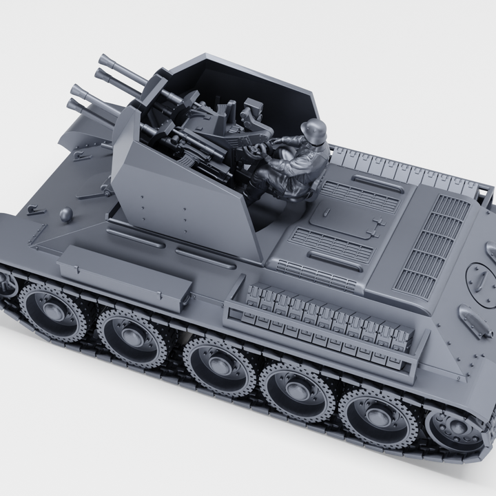 3D Printable Flakpanzer T-34(r) (2cm Flakvierling 38) + 1 Shooter (Ad ...