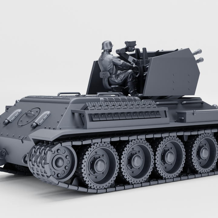 3D Printable Flakpanzer T-34(r) (2cm Flakvierling 38) + 1 Shooter (Ad ...