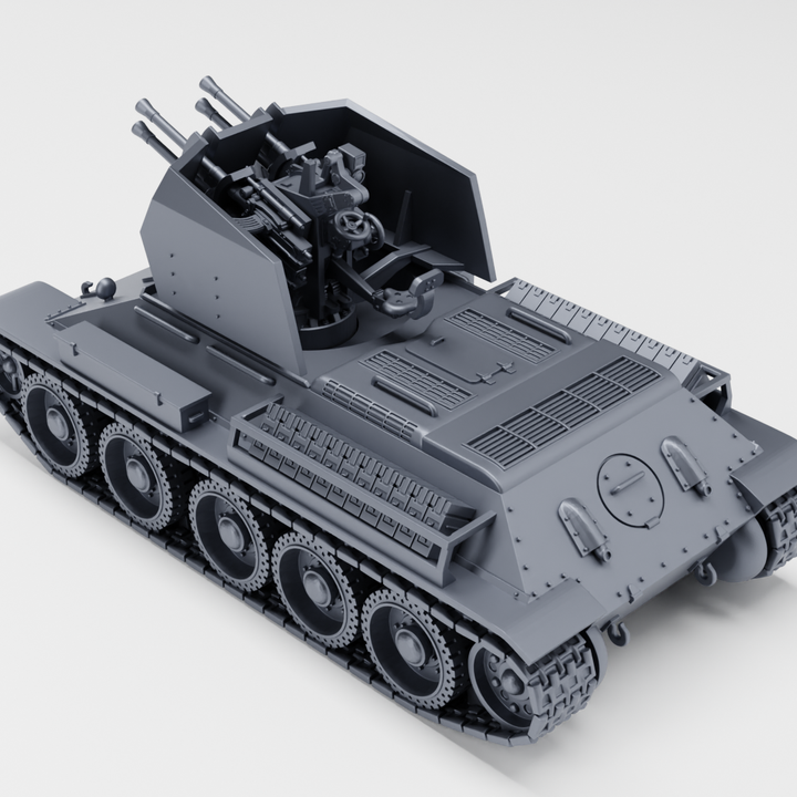 3D Printable Flakpanzer T-34(r) (2cm Flakvierling 38) + 1 Shooter (Ad ...