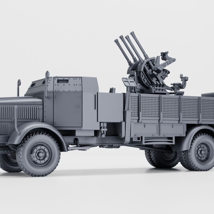 3D Printable Mercedes L4500A 4.5t als Flakwagen für 3.7cm Flak 37 + 2cm ...