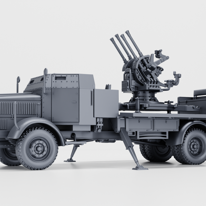 3D Printable Mercedes L4500A 4.5t als Flakwagen für 3.7cm Flak 37 + 2cm Flakvierling 38 + 3 ...