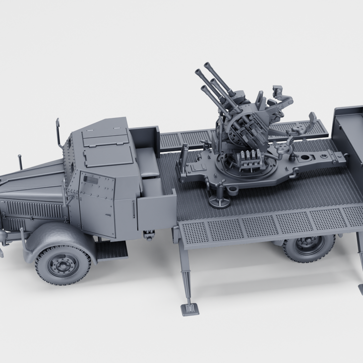 3D Printable Mercedes L4500A 4.5t als Flakwagen für 3.7cm Flak 37 + 2cm Flakvierling 38 + 3 ...
