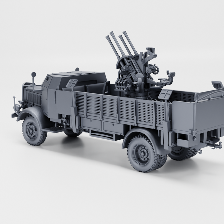 3D Printable Mercedes L4500A 4.5t als Flakwagen für 3.7cm Flak 37 + 2cm Flakvierling 38 + 3 ...