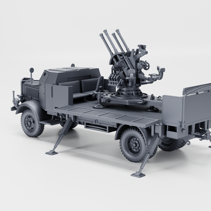 3D Printable Mercedes L4500A 4.5t als Flakwagen für 3.7cm Flak 37 + 2cm Flakvierling 38 + 3 ...
