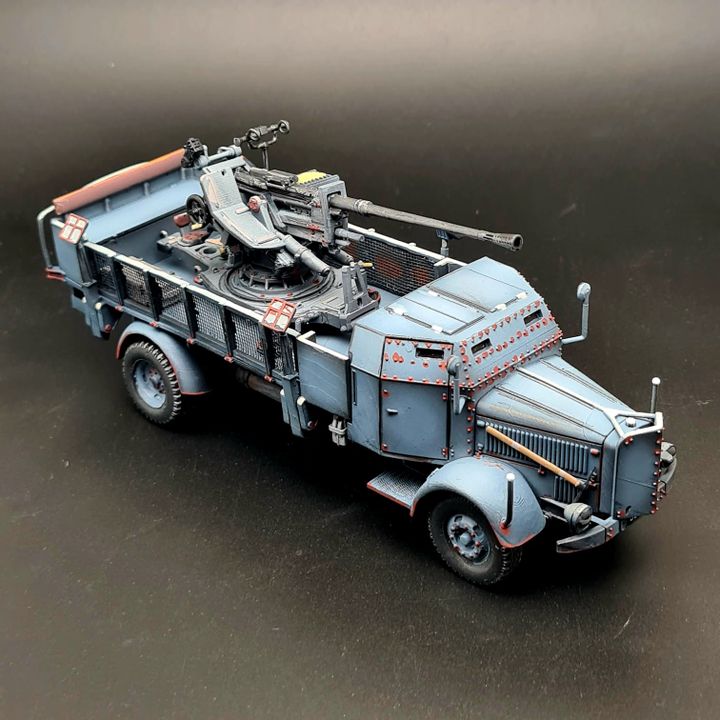 3D Printable Mercedes L4500A 4.5t als Flakwagen für 3.7cm Flak 37 + 2cm Flakvierling 38 + 3 ...