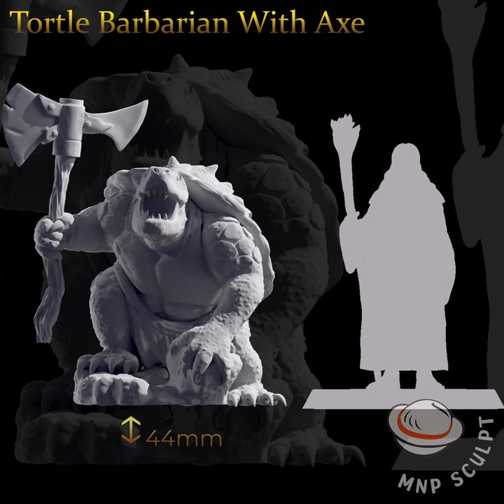 3D Printable Tortle Barbarian With Axe by MNP Sculpt