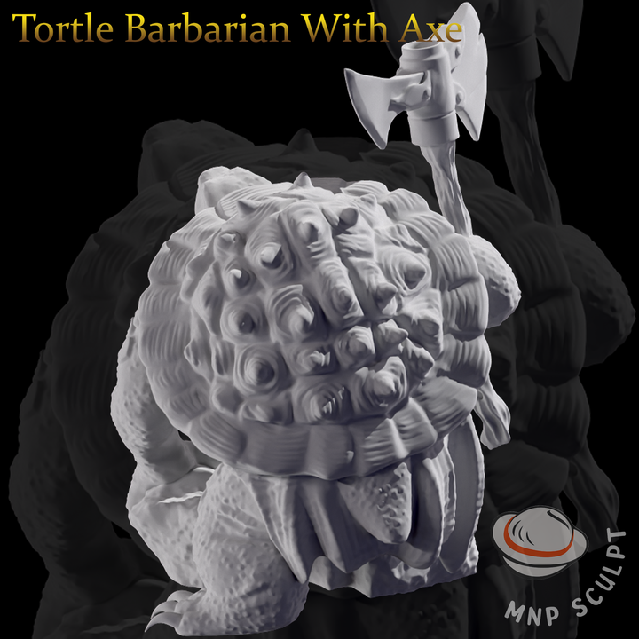 3D Printable Tortle Barbarian With Axe by MNP Sculpt