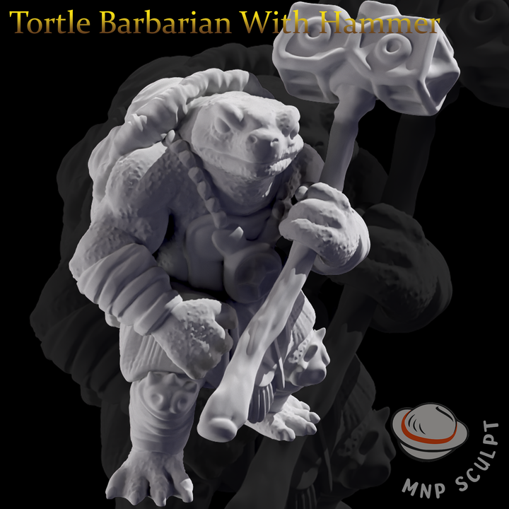 3D Printable Tortle Barbarian With Hammer by MNP Sculpt