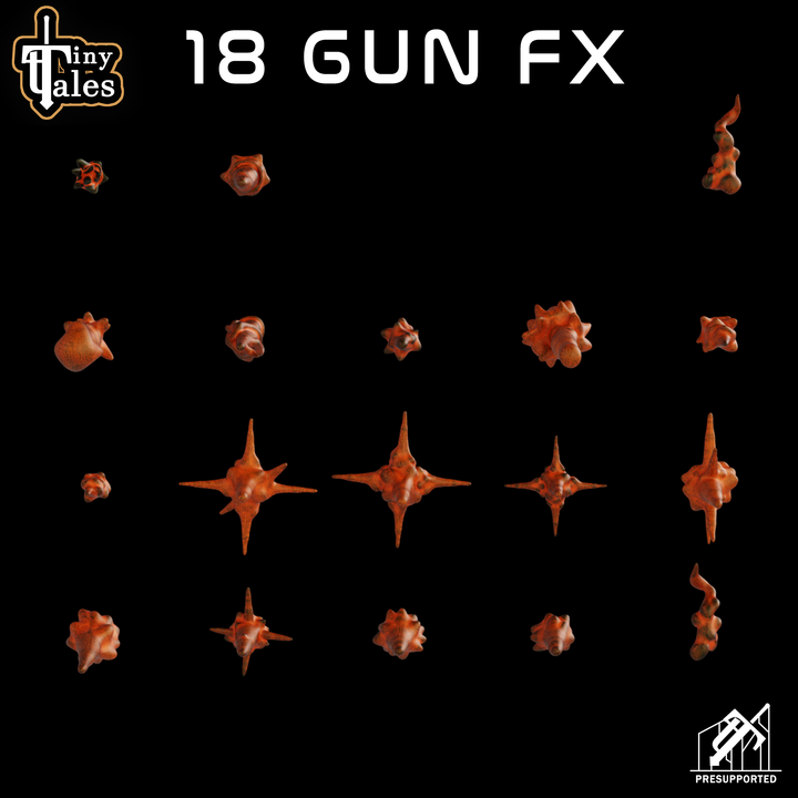 3D Printable 18 Miniature Gun FX - Muzzle flashes and Gun Smoke by Tiny ...