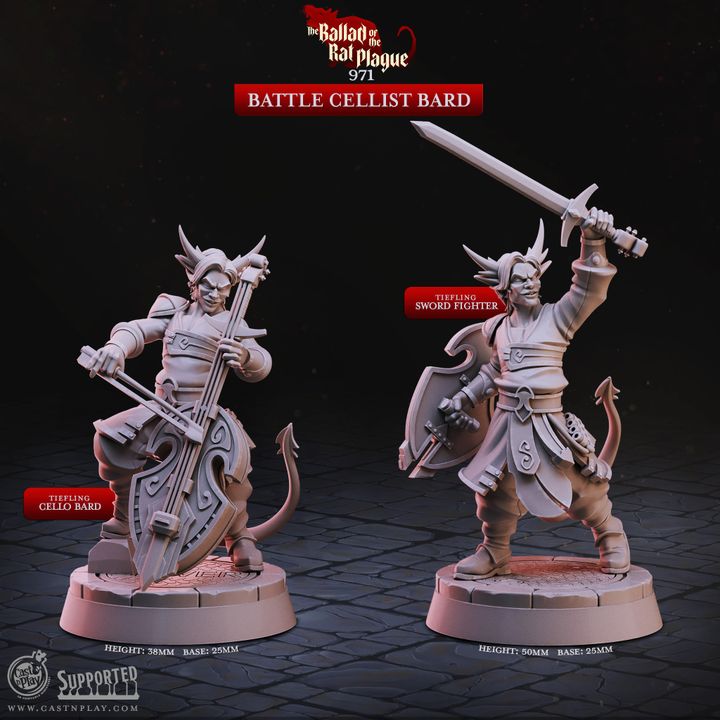 3D Printable Battle Cellist Bard (Pre-Supported) | Cast n Play by Cast ...