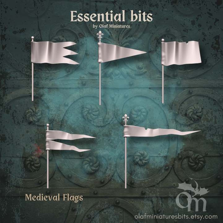 3D Printable Medieval Flags by Olaf Miniatures Bits