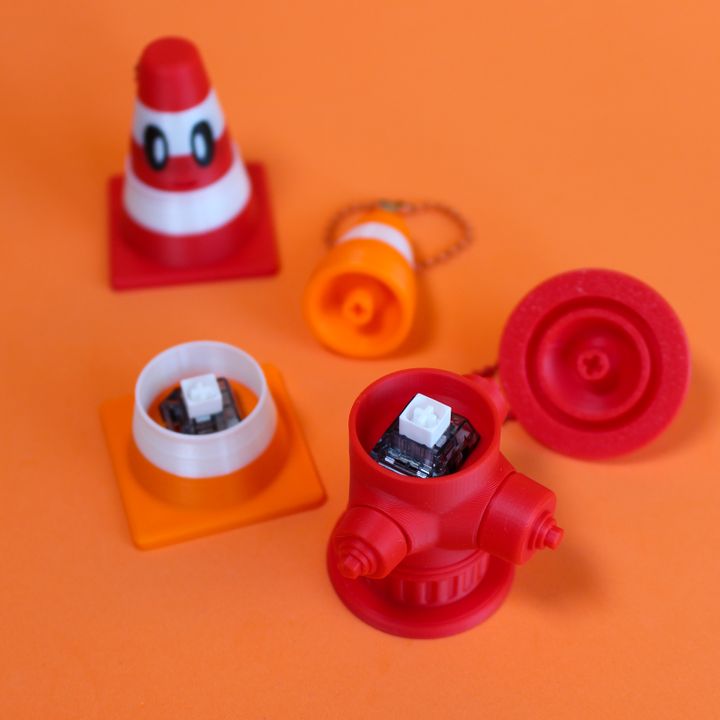 3D Printable Traffic Cone Fidget Clicker - Keychain by Clickify 3D