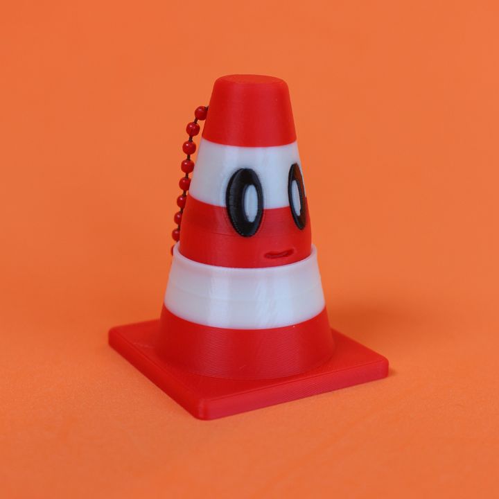 3D Printable Traffic Cone Fidget Clicker - Keychain by Clickify 3D