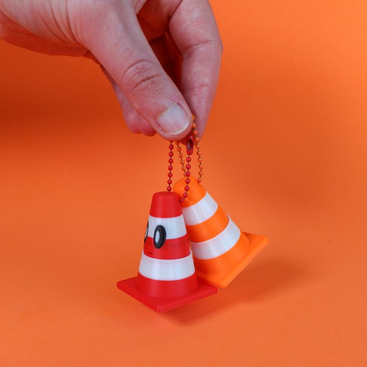 3D Printable Traffic Cone Fidget Clicker - Keychain by Clickify 3D