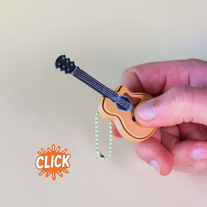 3D Printable Guitar Fidget Clicker - Keychain by Clickify 3D