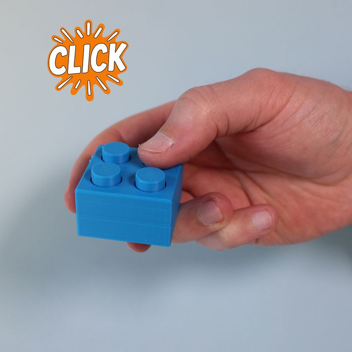 3D Printable Lego Blocks Fidget Clicker - Keychain by Clickify 3D