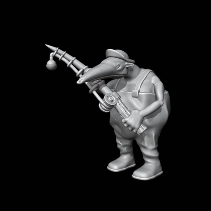 3D Printable Anteater Eating Fish by Sudo